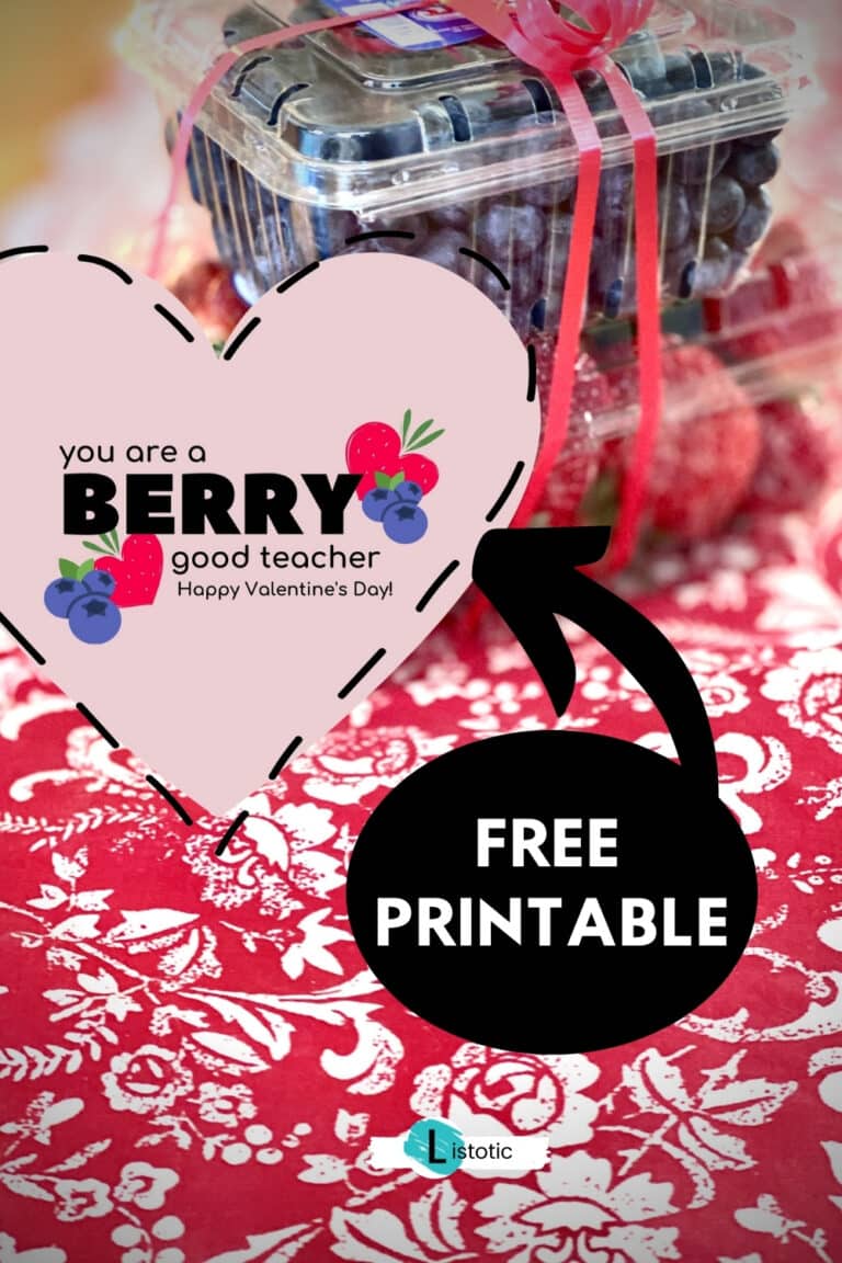 Valentine Card For Teacher (Berry Cute) ⋆ easy last minute gift ⋆ Listotic