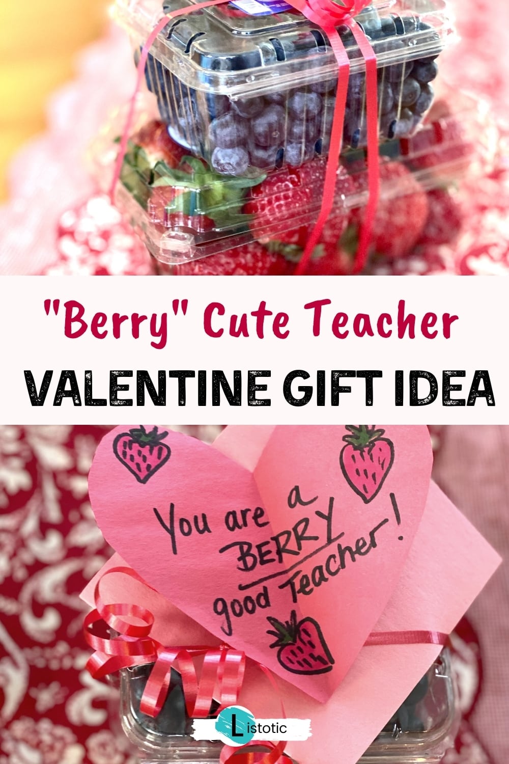 Valentine Card For Teacher (Berry Cute) ⋆ easy last minute gift ⋆ Listotic